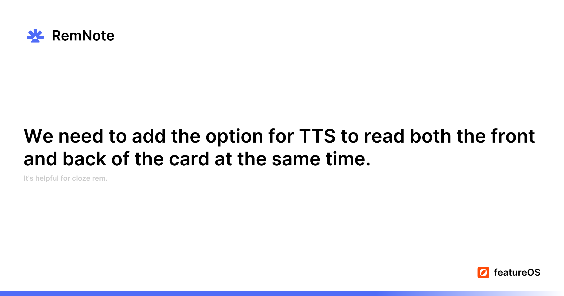 We need to add the option for TTS to read both the front and back of ...
