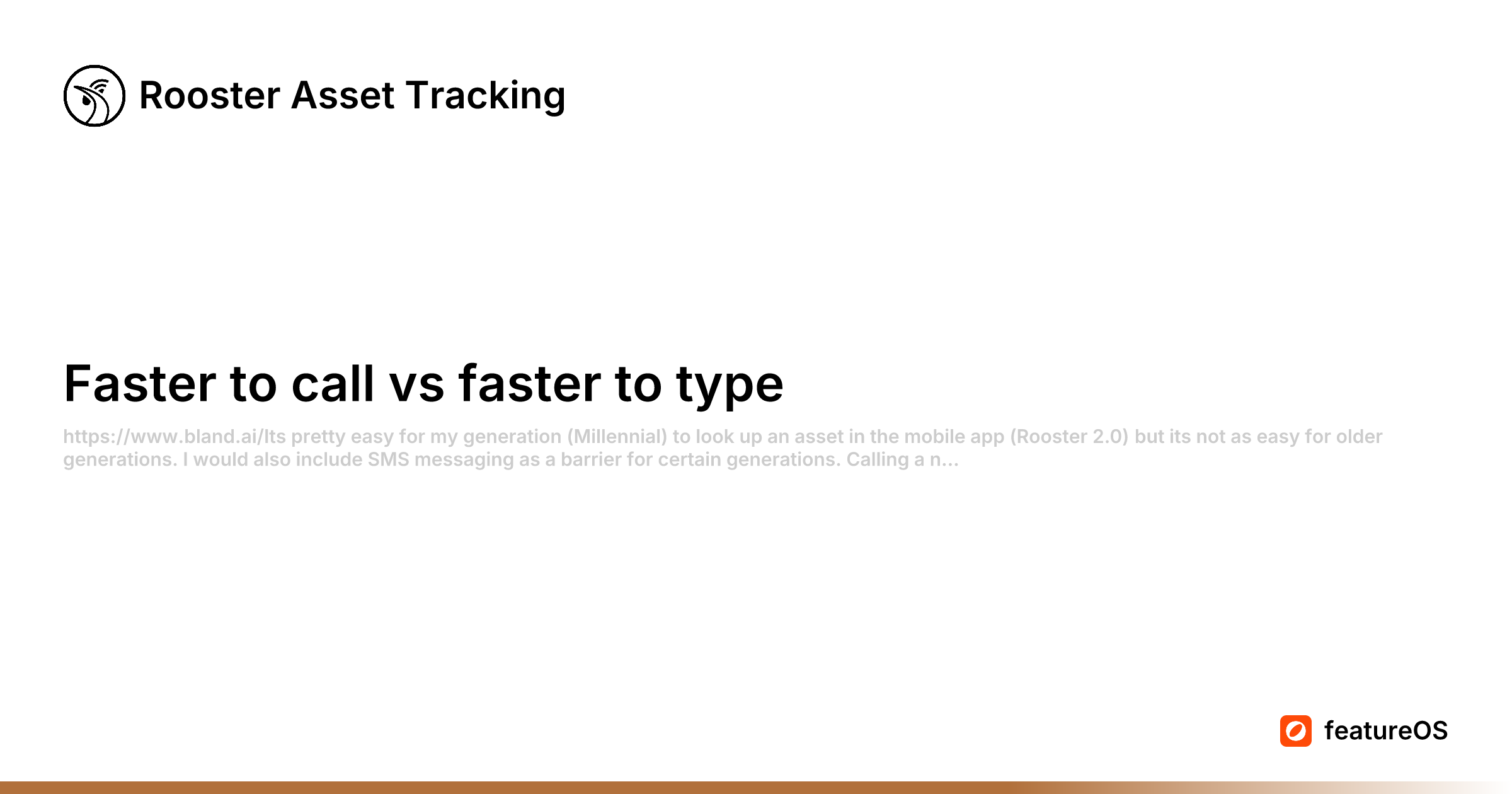 Faster to call vs faster to type | Rooster Asset Tracking