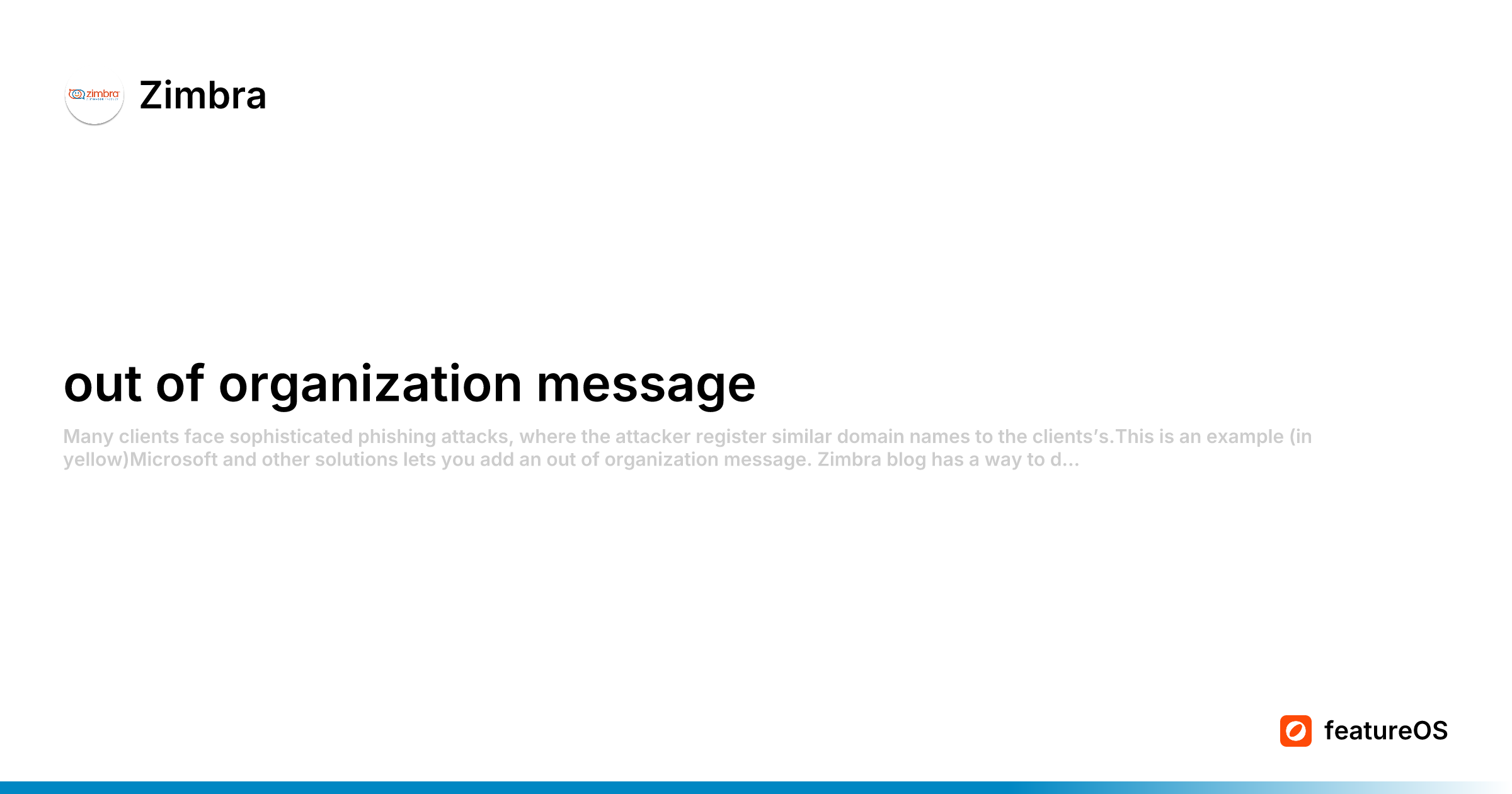 out of organization message | Zimbra