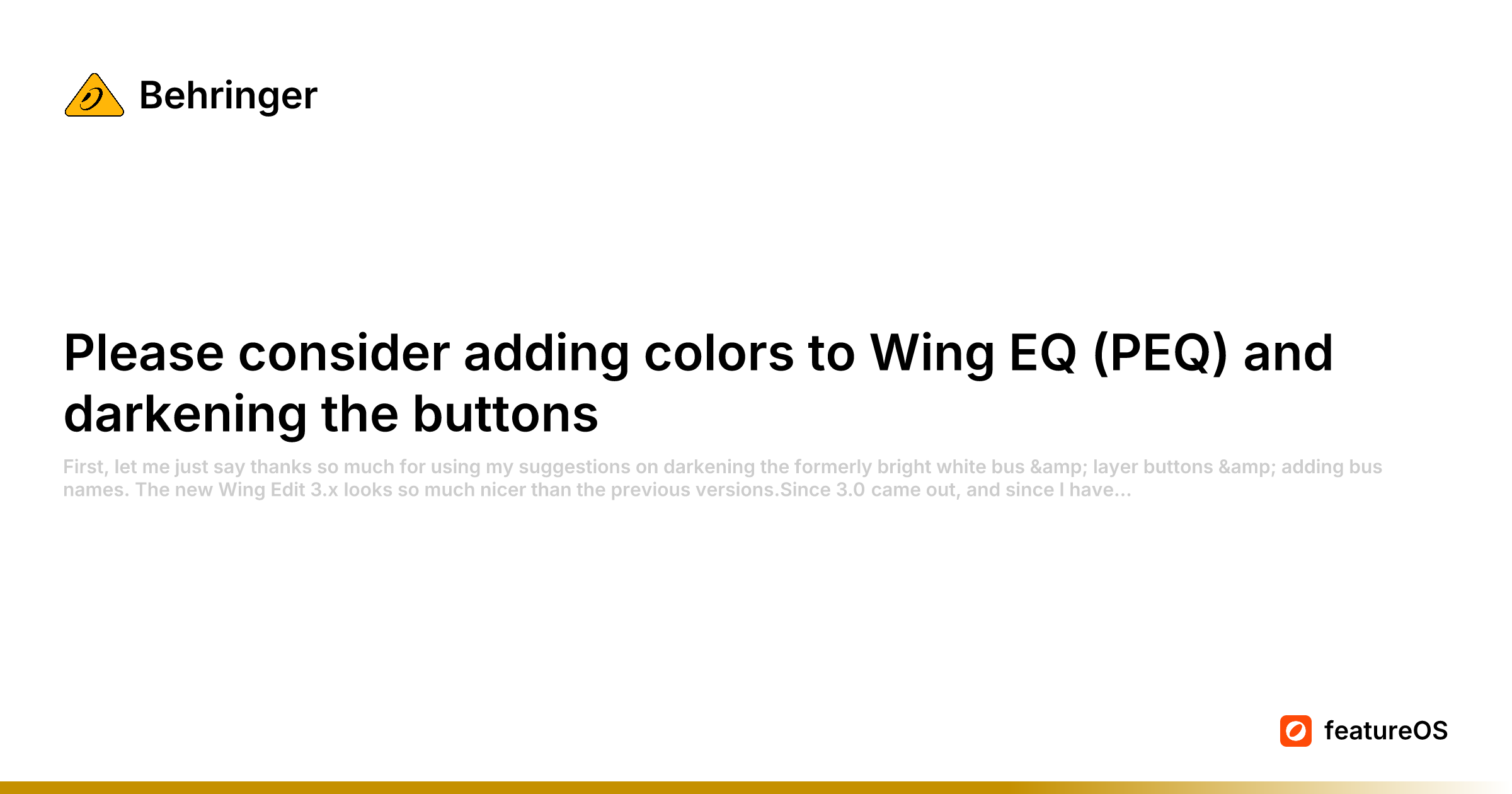 Please consider adding colors to Wing EQ (PEQ) and darkening the ...
