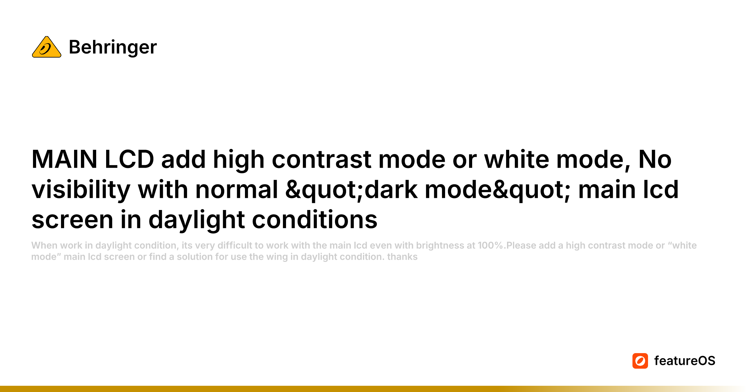 MAIN LCD add high contrast mode or white mode, No visibility with ...