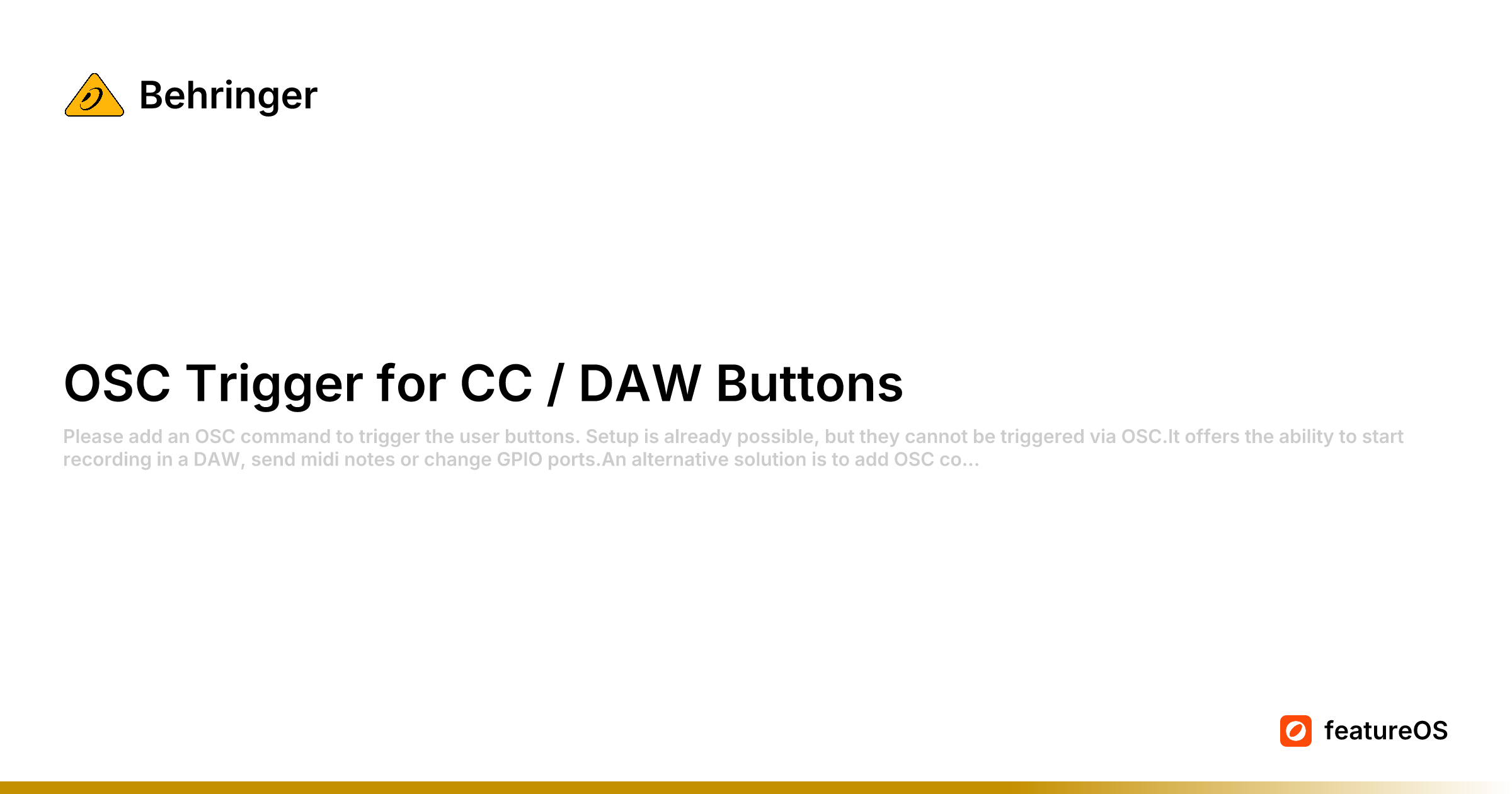 OSC Trigger for CC / DAW Buttons | Behringer