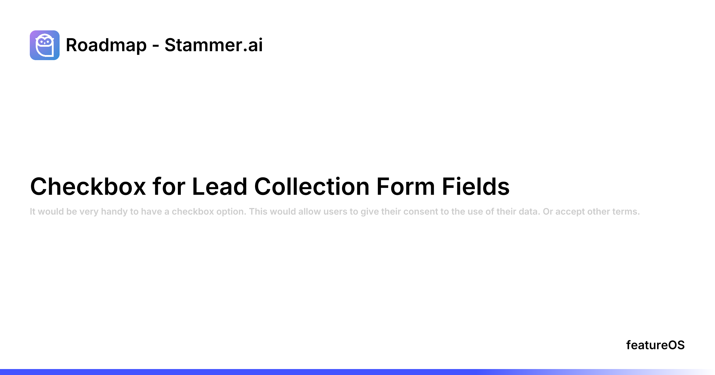 Checkbox for Lead Collection Form Fields | Roadmap - Stammer.ai