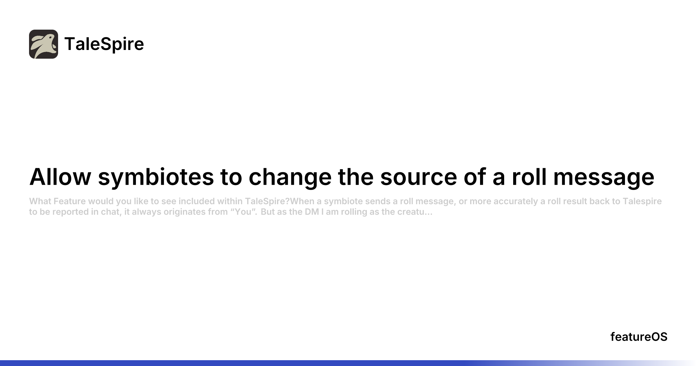 Allow symbiotes to change the source of a roll message | TaleSpire