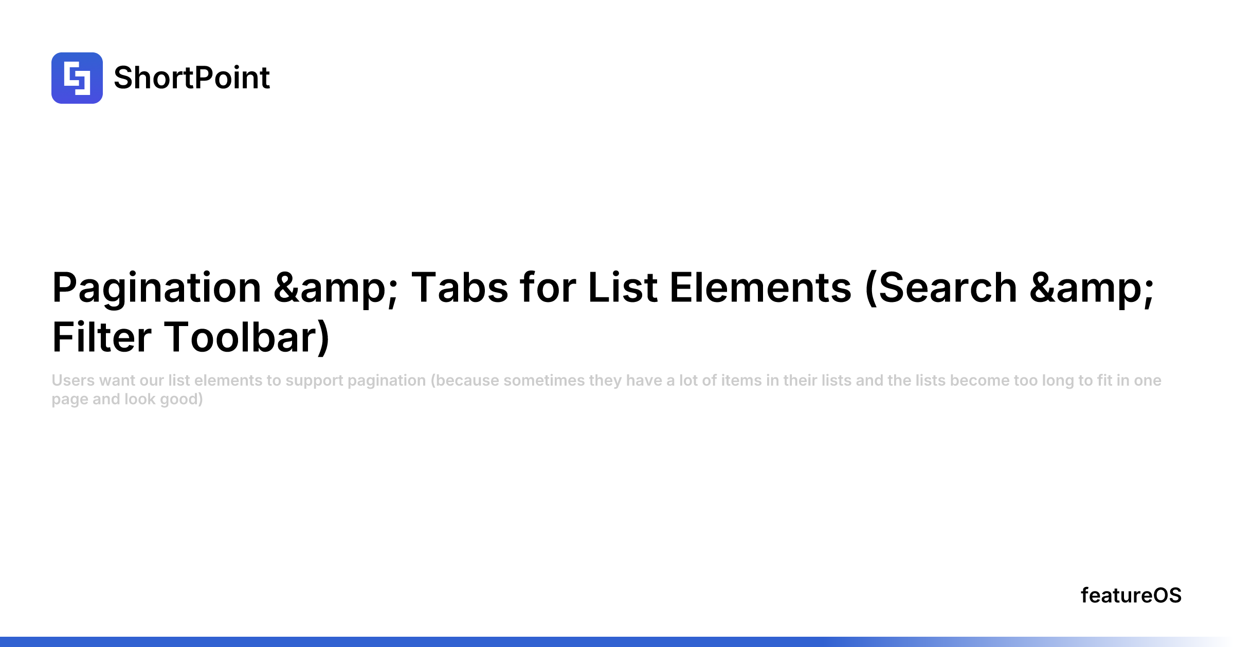 Pagination & Tabs for List Elements (Search & Filter Toolbar) | ShortPoint